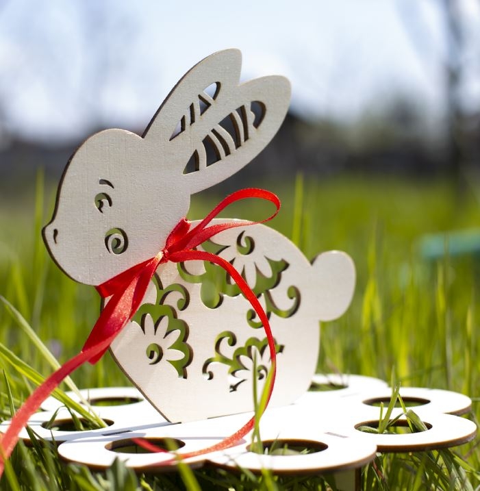 Suport iepuras de Paste, 8 oua, inaltime 22 cm, placaj 4 mm - Darko Print